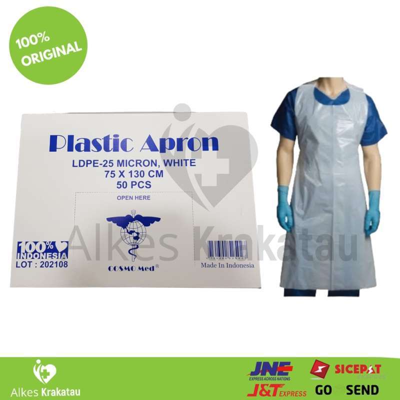Jual Plastic Apron Cosmomed Isi 50pcs Micron Putih / White 75 X 130 Cm ...