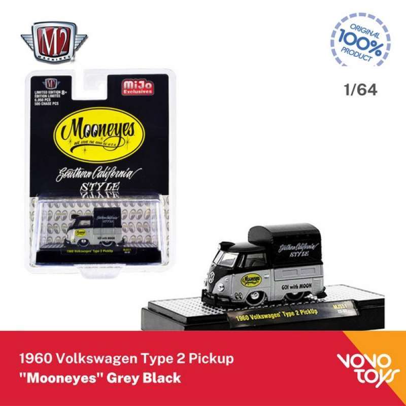 Jual M2 Diecast 1/64 1960 Volkswagen Type 2 Pickup Mooneyes Grey Black ...