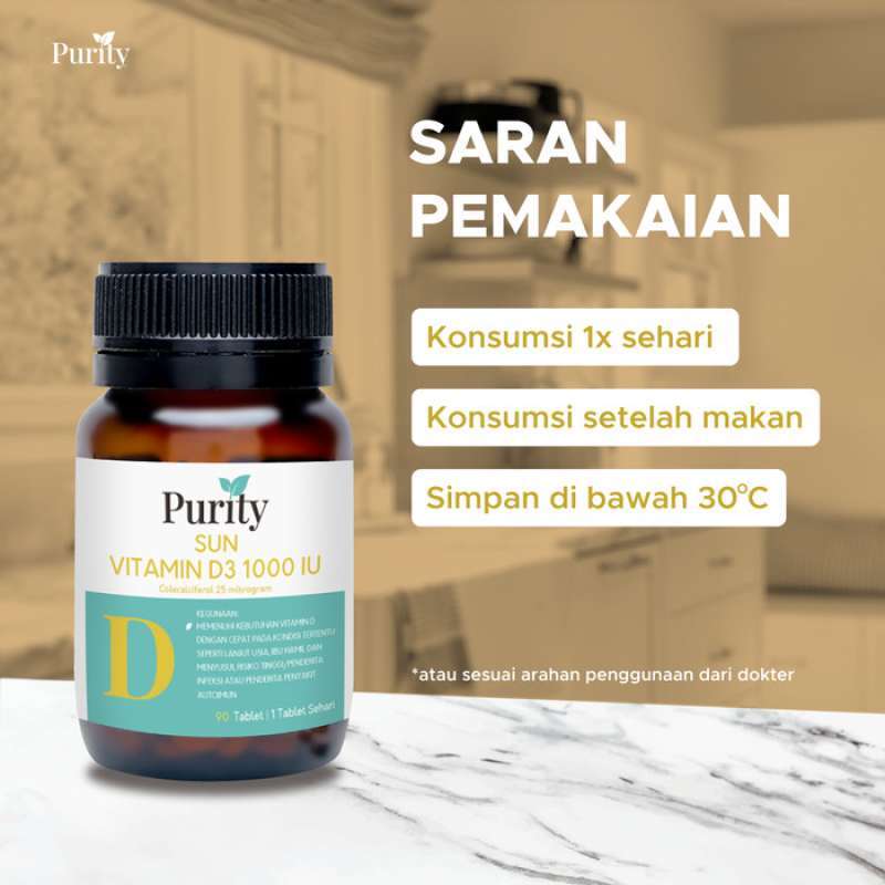 Promo [halal] Purity Sun Vitamin D3 1000 Iu 90 Tablet - Made In ...
