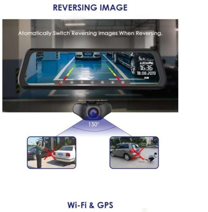 Jual AZDOME AR08 Mirror Dashcam Mobil Spion Kamera Wifi ADAS Kamera ...
