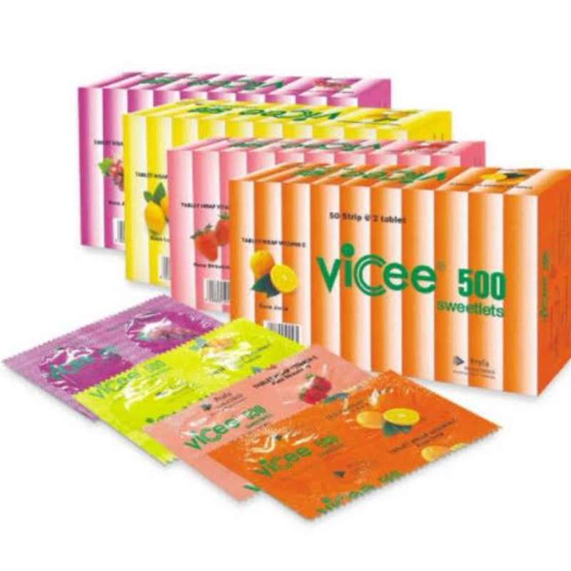 Jual VICEE 500 tablet hisap vitamin C Rasa Jeruk, Lemon, Anggur. Harga ...