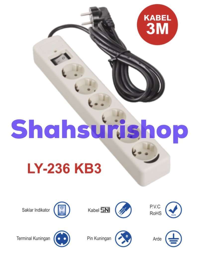 Promo Stop Kontak 6 Lubang + Saklar 3 Meter Loyal Ly 236 Kb3 Diskon 17% di Seller KSM Store ...