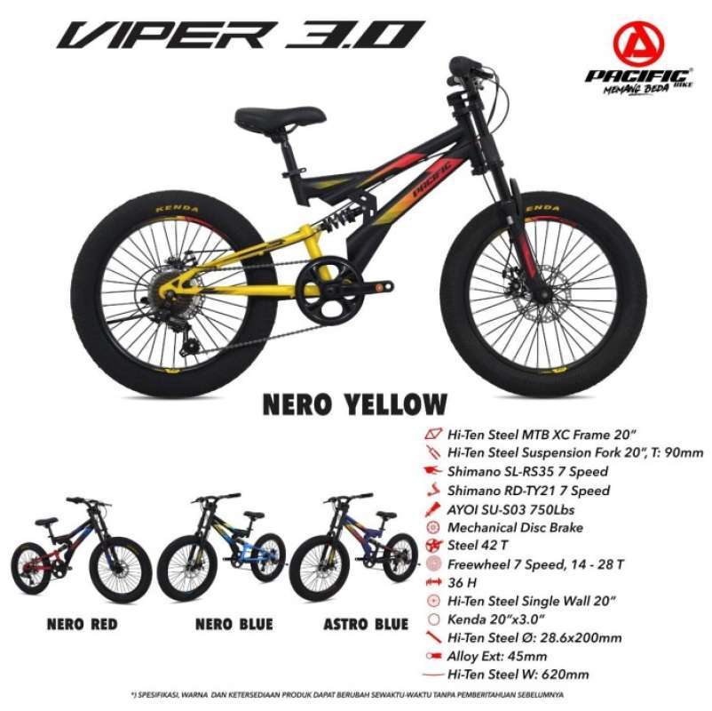 Promo Sepeda Pacific MTB Anak Viper 3.0 7 Speed 20 Full Suspension ...