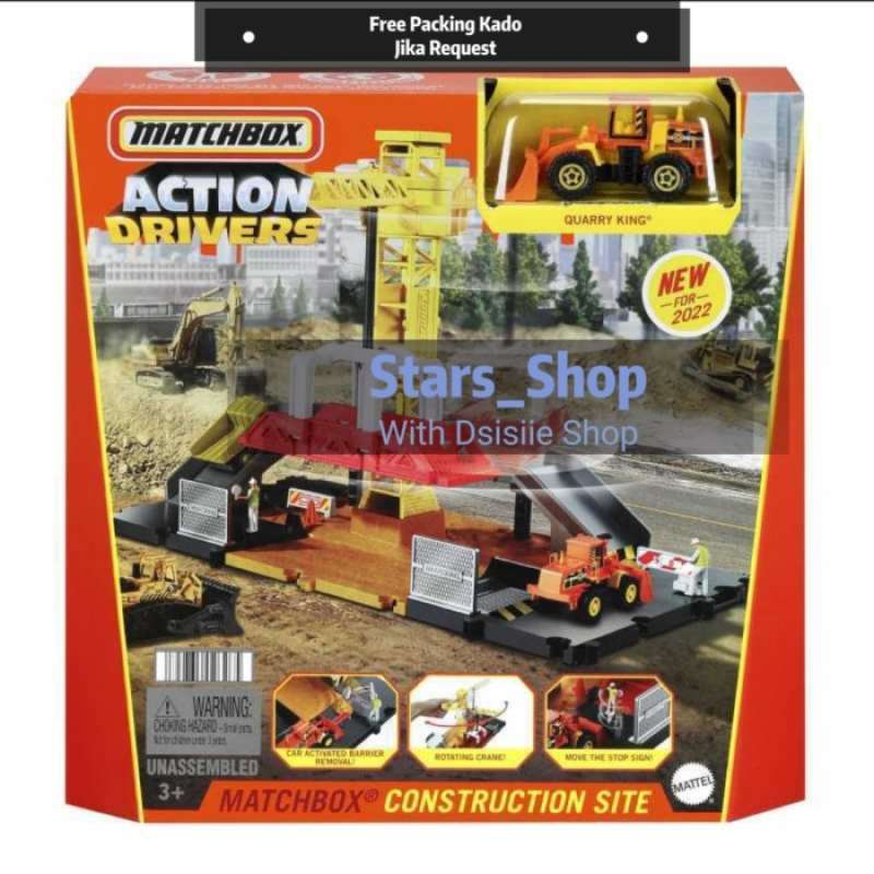 Promo Matchbox Action Drivers Construction Site Playset Original Diskon ...
