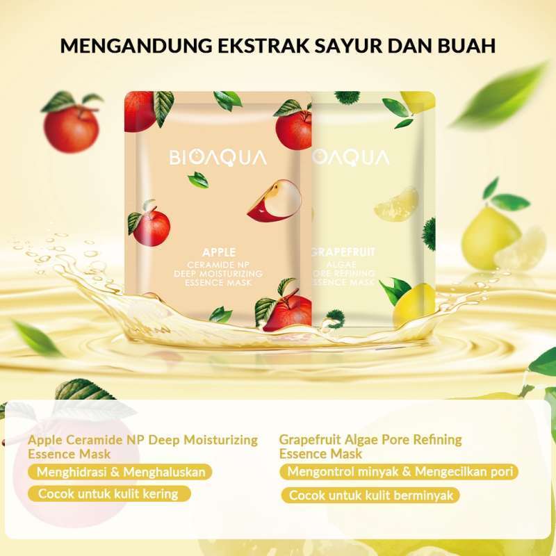 Jual Bioaqua Sheet Mask Vegetables And Fruits Series Natural Di Seller Kosmetik Murah Kartasura ...