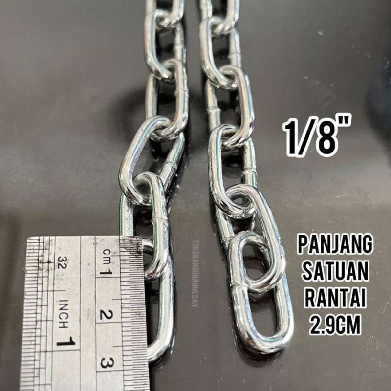 Jual Rantai Besi Kapal Berat Galvanis 1/8 Inch 3.5mm - 1/2 Dan 1 Meter ...