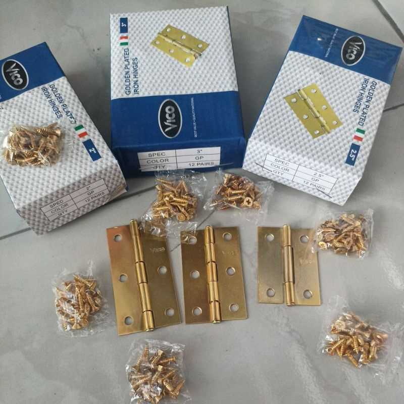 Promo Engsel Tipis Vico - Golden Plated Iron Hinges - 2.5 Inchi Diskon ...