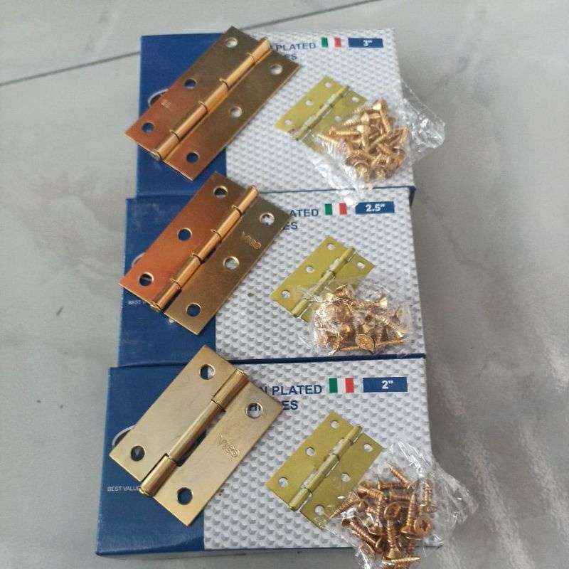 Promo Engsel Tipis Vico - Golden Plated Iron Hinges - 2.5 Inchi Diskon ...