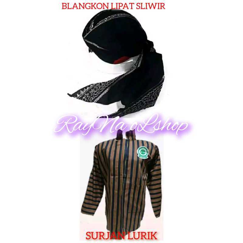 Promo 1 Set Setelan Baju Surjan Lurik Pria + Blangkon Lipat Sliwir ...