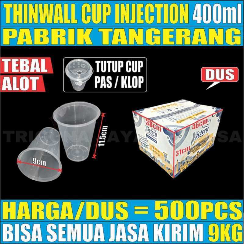 Jual Thinwall Cup Injection 400ml 14oz Gelas Tebal Bening Dus Semua Js ...