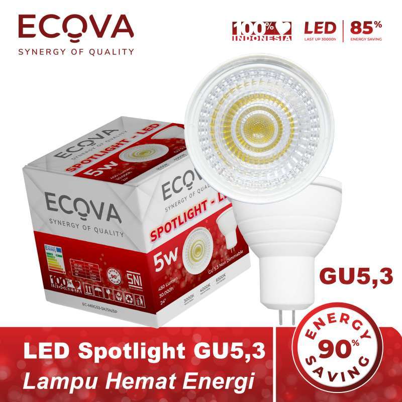 Jual ECOVA Lampu LED MR16 Spotlight Fitting GU 5,3 Lampu Hias di Seller ...
