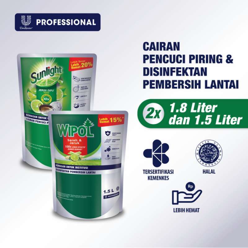 Promo Sunlight Professional 1.8 L & Wipol Professional Pembersih Lantai ...
