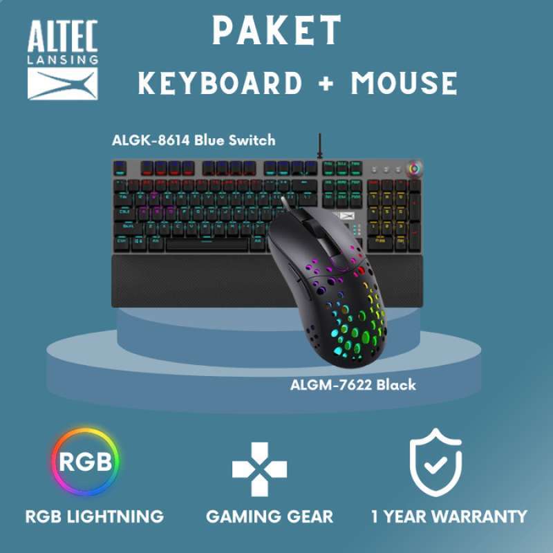 Promo Altec Lansing Paket Keyboard + Mouse Gaming Mechanical Blue ...