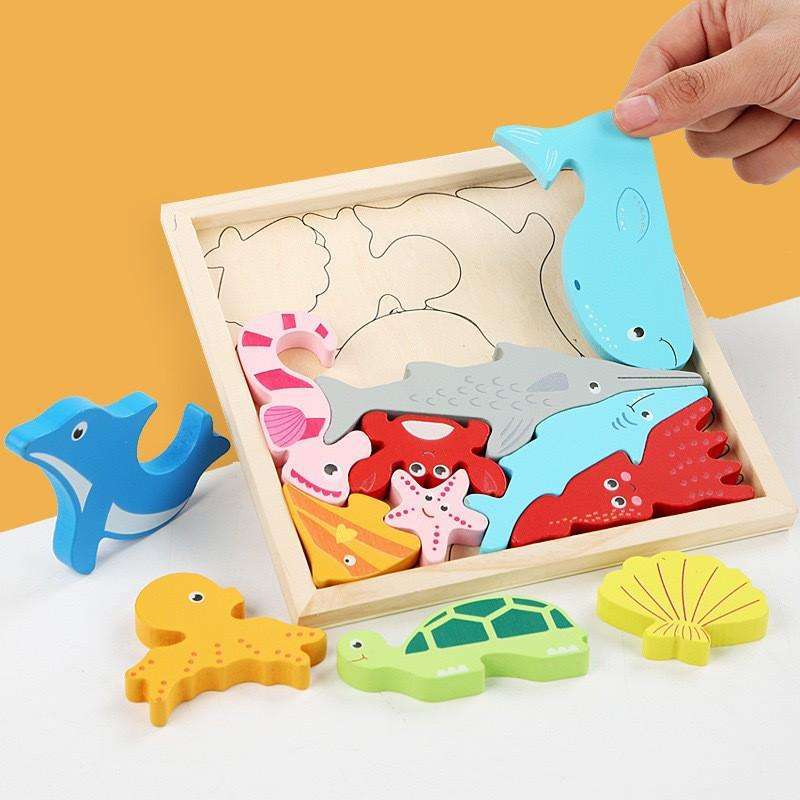 Jual Mainan Edukasi Anak Wooden Jigsaw Puzzle 3D Timbul Karakter ...