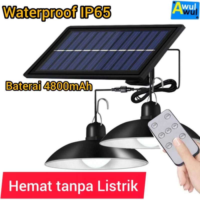 Promo 2 PCS Lampu Gantung dengan Panel Surya 4800mAh dilengkapi Remote ...