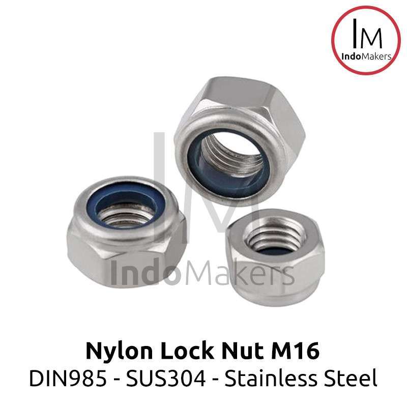 Jual DIN985 Nylon Hex Nut / Mur Nylon Stainless Steel SUS304 M16 / Kunci 24 di Seller IndoMakers ...