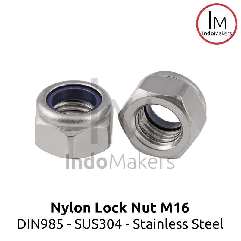 Jual DIN985 Nylon Hex Nut / Mur Nylon Stainless Steel SUS304 M16 / Kunci 24 di Seller IndoMakers ...