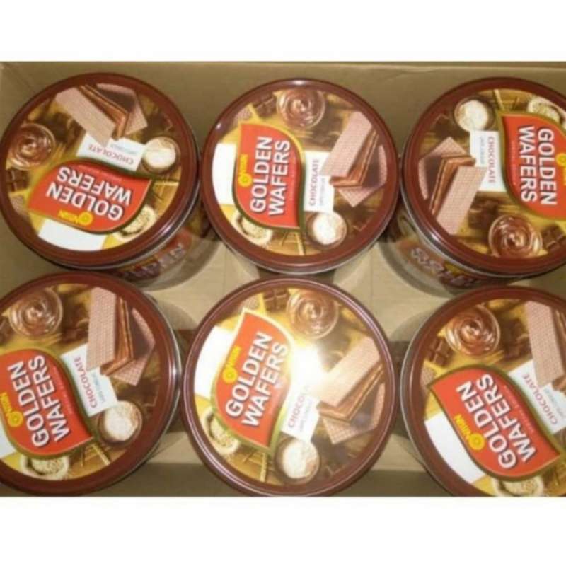 Jual Nissin Golden Wafers Chocolate 300gr-Wafer Coklat Kaleng-Enak ...