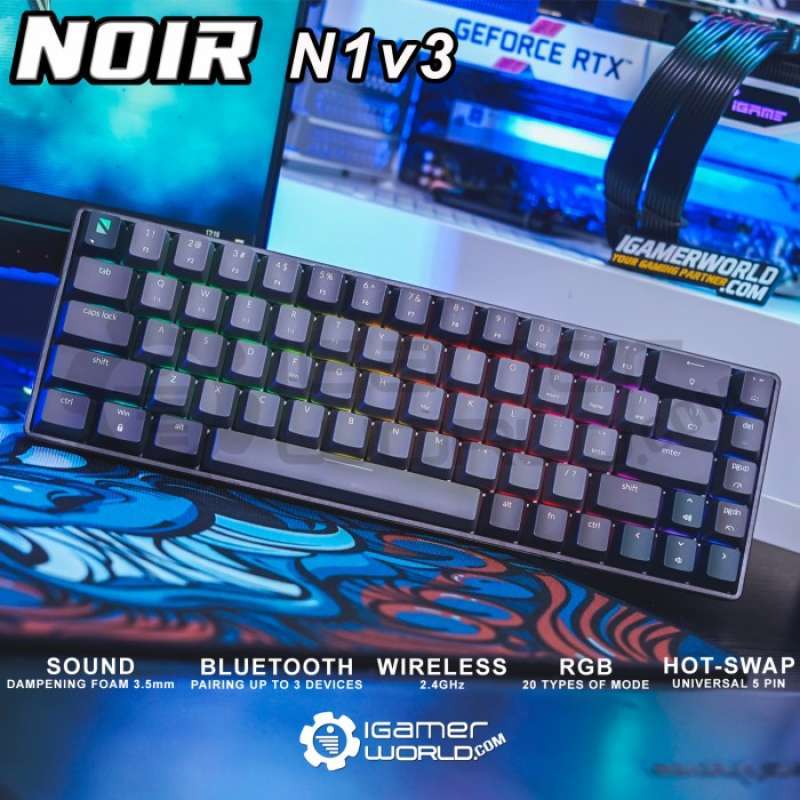 Promo Noir N1v2 / N1 65% Grey Wireless Mechanical Gaming Keyboard ...