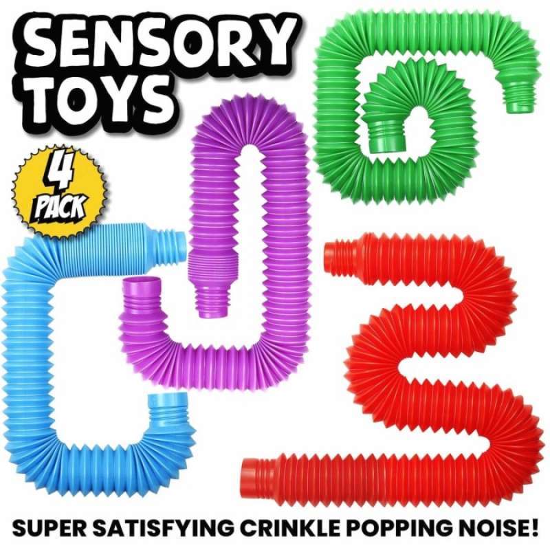 Promo Fidget Bend Stretch Pull & Pop Tubes Sensory Toys Fine Motor ...