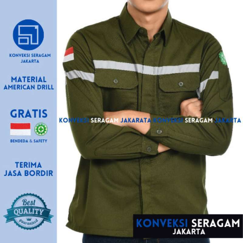 Promo Baju Kemeja Seragam Kerja Wearpack Werpak Proyek Cream Bordir ...