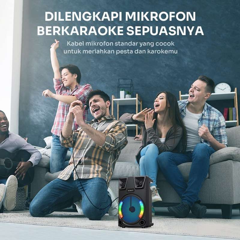 Promo ROBOT RB700 SPEAKER KARAOKE BLUETOOTH 5.3 FREE MICROPHONE ...