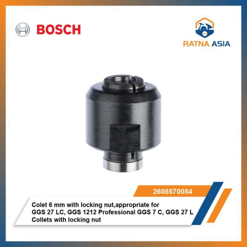 Jual Sparepart Original Bosch Collet 6mm With Locking Nut For Ggs 27 Lc ...
