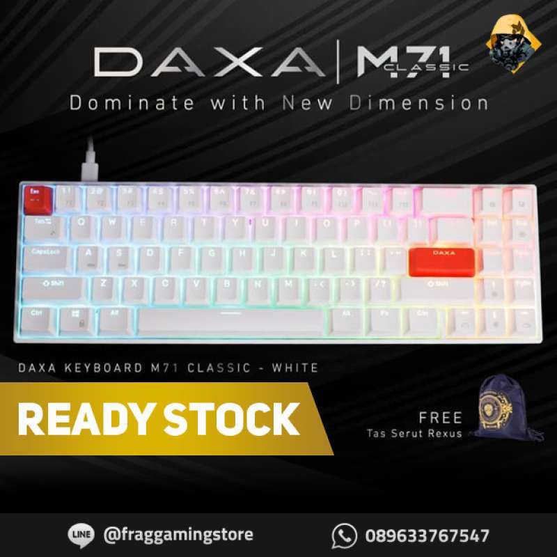 Promo Daxa M71 Classic White Mechanical Gaming Keyboard Diskon 23% Di ...