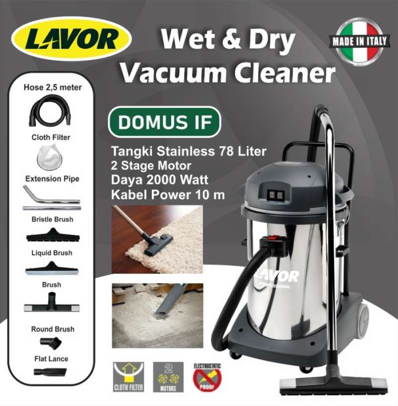 Jual Vacuum Cleaner Wet And Dry Lavor Domus If 2 Mtr Heavy Duty Model ...