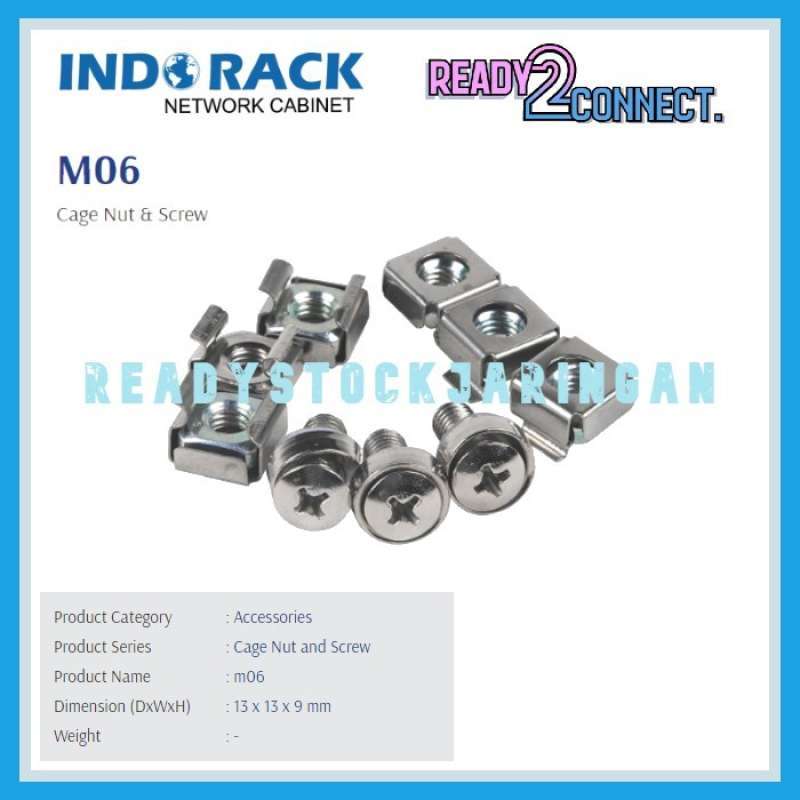 Promo 100% Produk Ori Indorack M06 Cage Nut & Screw For Wallmount Closed Open Rack Server Diskon ...