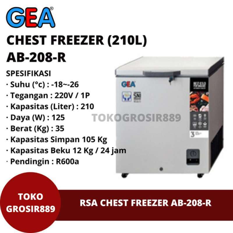 Promo Gea/getra/rsa Ab-208-r (210liter) Chest Freezer Gea Diskon 23% Di ...