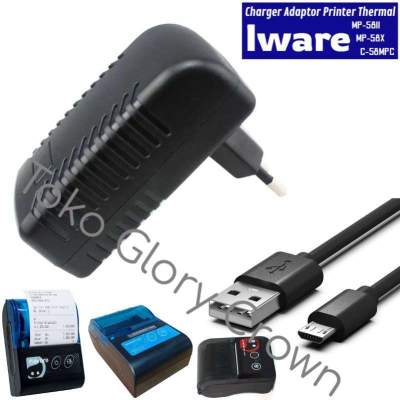 Promo Charger Adaptor Printer Iware Mp58ii Thermal Adapter Kasir Mp58x C58mpc Microusb Type C ...