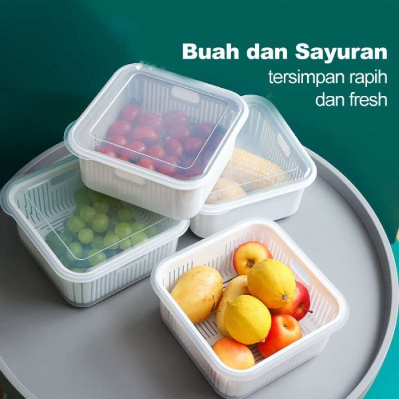Jual Kotak Box Storage Tirisan Saringan Tempat Simpan Sayuran Buah ...