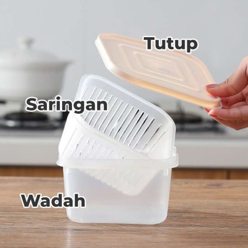 Jual Kotak Box Storage Tirisan Saringan Tempat Simpan Sayuran Buah ...