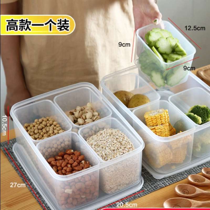 Jual Kitchen Big Storage Box 4 Section Kotak Kulkas Makanan Pp5 Food ...