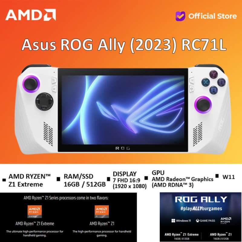 Jual Asus Rog Ally Rc71l Gaming Amd Ryzen Z1 Extreme 16gb 512ssd 7fhd ...
