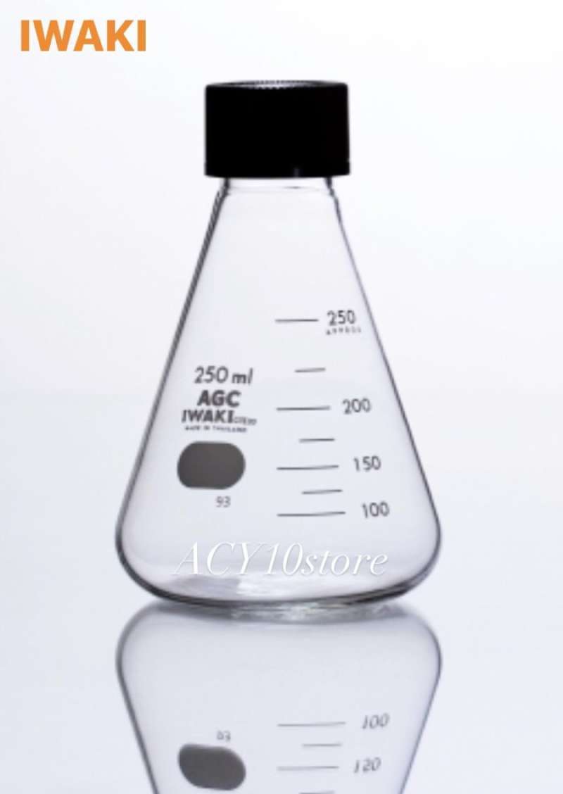 Promo Iwaki Erlenmeyer Flask With Screw Cap 50ml, 100ml, 200ml, 250ml ...