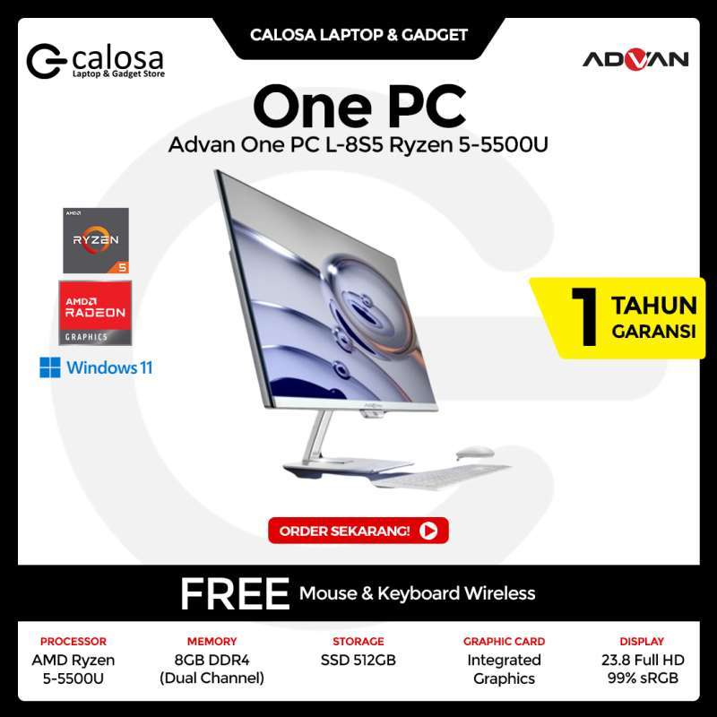 Jual Advan One Pc L-8s5 Ryzen 5-5500u Ram 8/512gb 24 Full Hd 99% Srgb Windows 11 | All In One ...