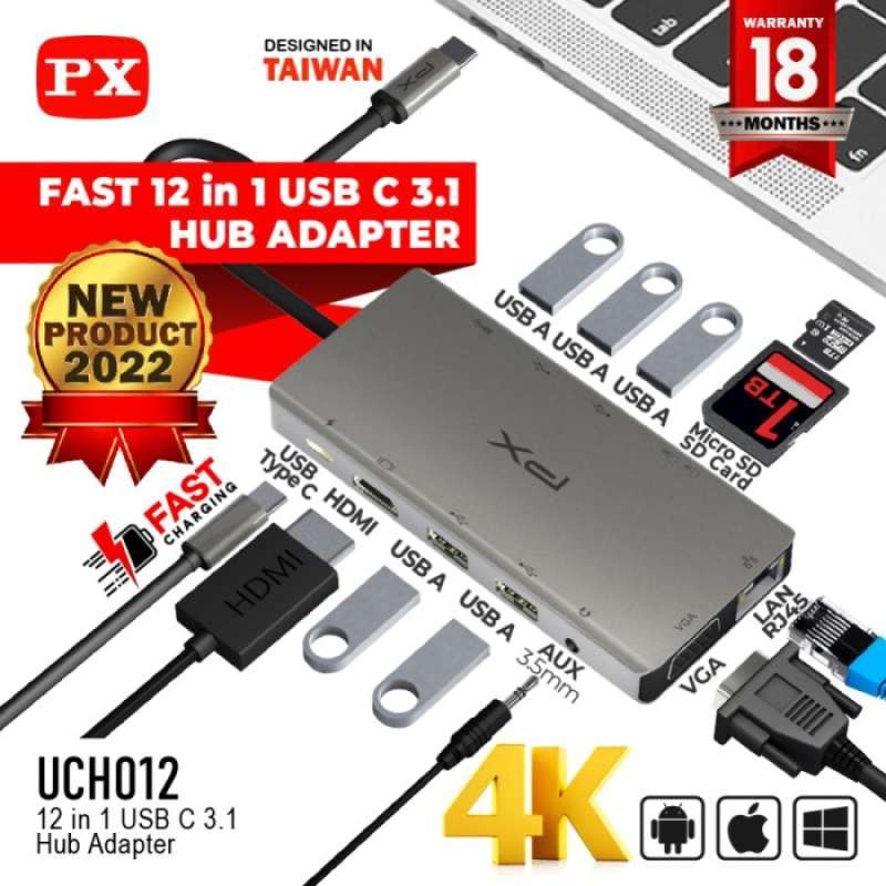 Jual Converter Hub Adapter 12 In 1 Type C 3.1 To Hdmi 4k Usb Vga Px ...