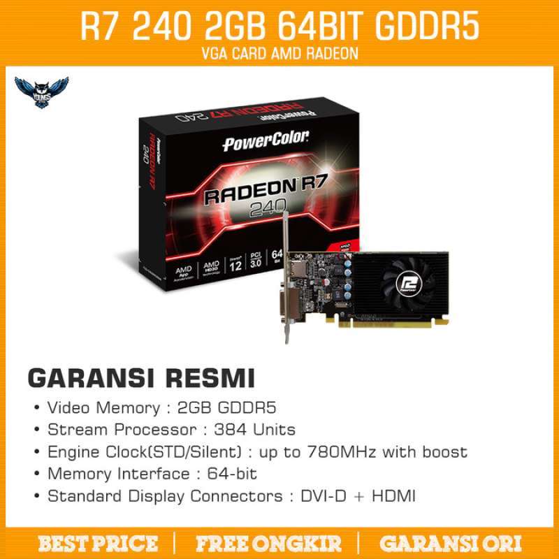 Jual Vga Powercolor R7 240 2gb Gddr5 Oc | Resmi Radeon R7240 2g Ddr5 Di ...