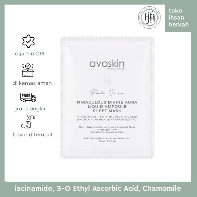 Jual Avoskin Miraculous Divine Aura Liquid Ampoule Sheet Mask 17 Ml Di ...