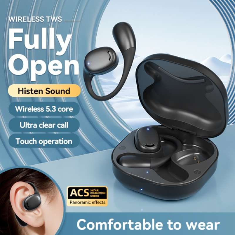Jual Aolon Tws Bluetooth 5.3 Earphones Bone Conduction Open-ear - Hitam ...