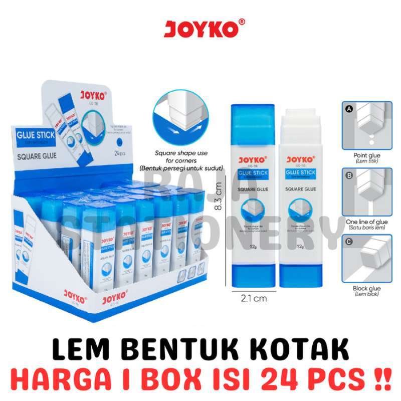 Jual Joyko Glue Stick 12g Square Lem Batang Stik Joyko Kotak Gs-118 ...