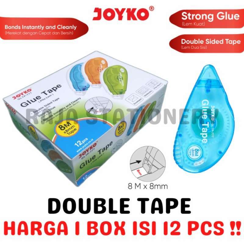 Jual Joyko Glue Tape Double Tape 8 Meter Alat Lem Kertas Roller [12pcs ...