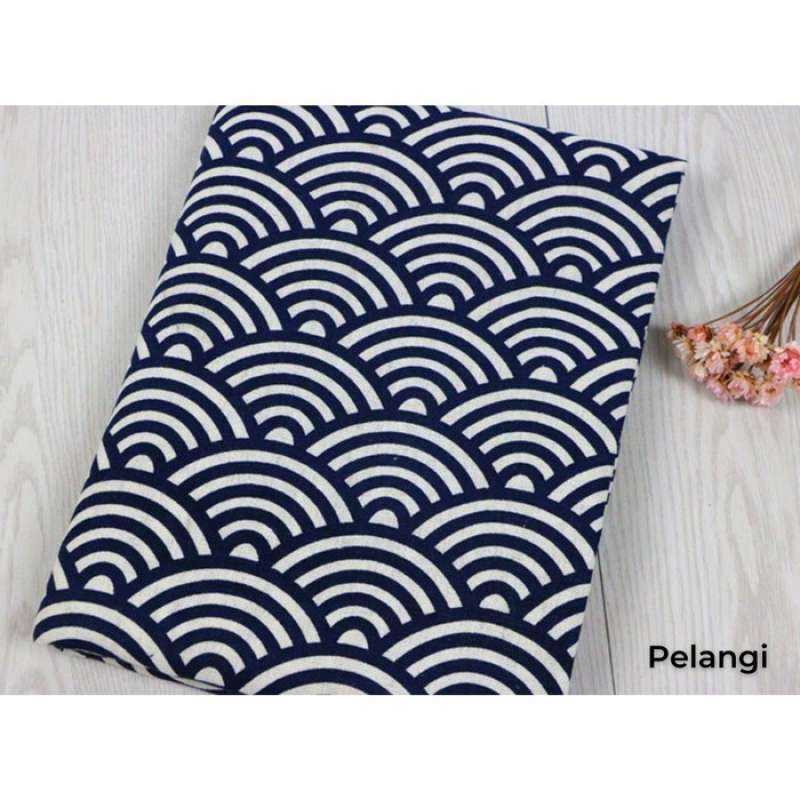 Jual Kain Kanvas Motif Jepang Per 50cm Ikan Ombak Pelangi - Ikan Ikan ...