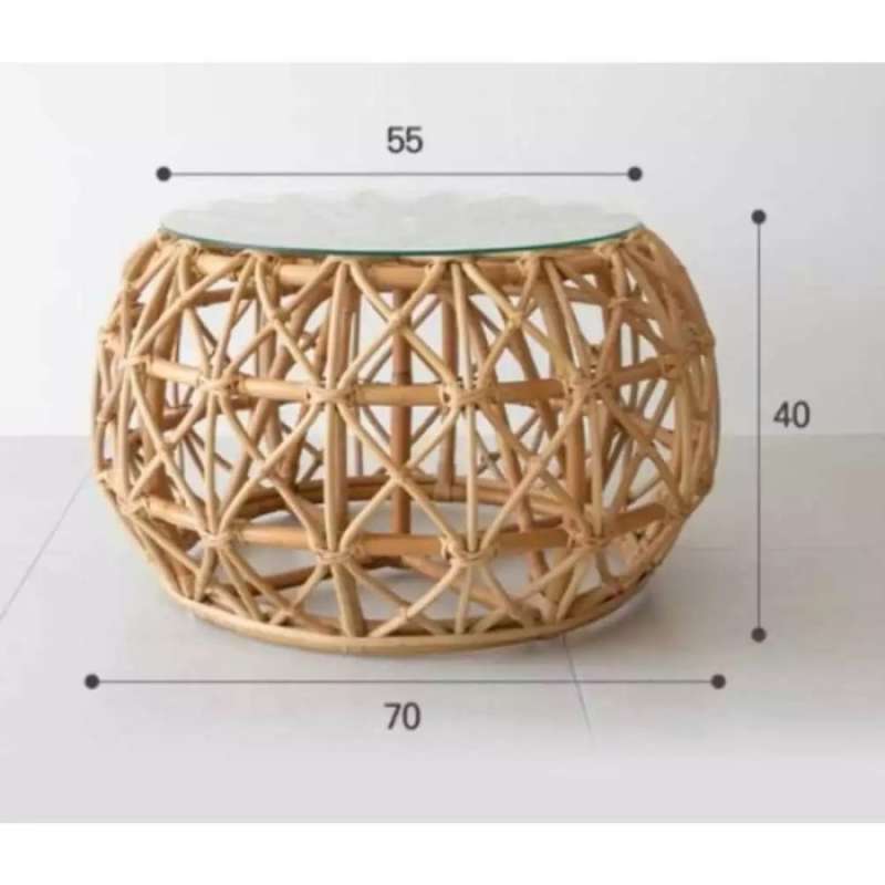 Jual Meja Kopi Bulat Bahan Rotan Premium / Meja Aesthetic Rotan Di ...