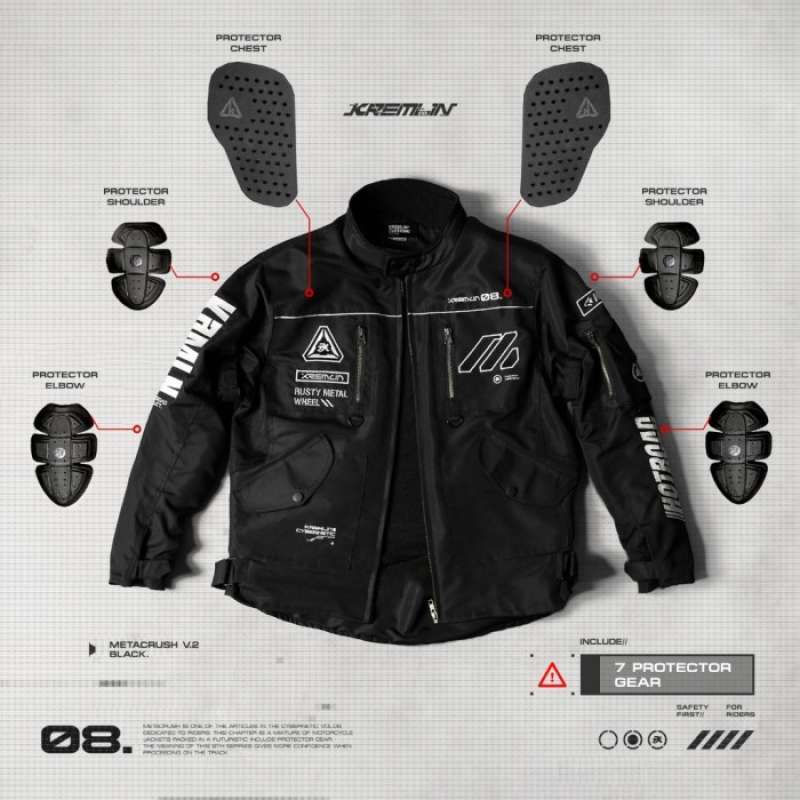 Jual Kremlin Jacket Black Biker Cyberpunk Motor - Metacrush V.2 - Hitam ...