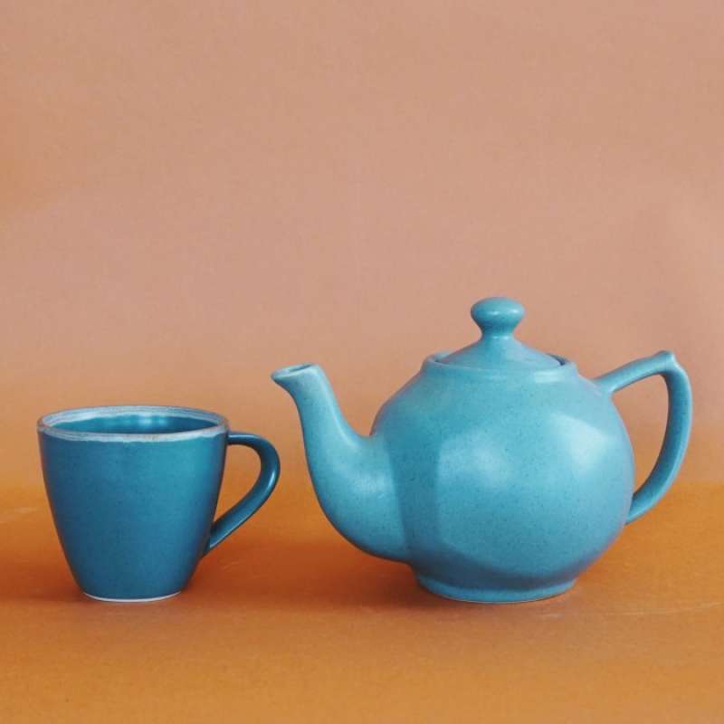Promo Lekuk Semua| Pottery Teko Teh Tea Pot Kopi Biru Unik Gelas Mug ...