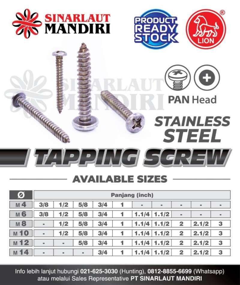 Jual Sekrup Tapping Stainless Steel / Tapping Screw Ss Hpl Ph+ 8x2 Di ...