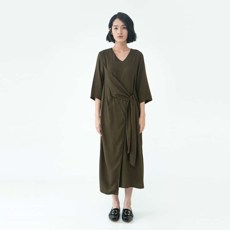 Promo Inkano - Gianna - Dress Rayon Dengan Details Ikat Warna Hitam ...